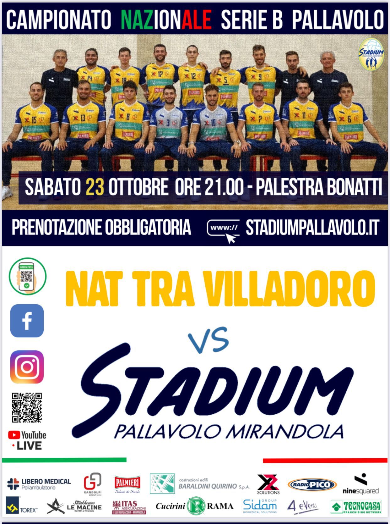 Sabato 23 Ottobre a Mirandola - Nat Tra Villadoro Vs Stadium Pallavolo ...