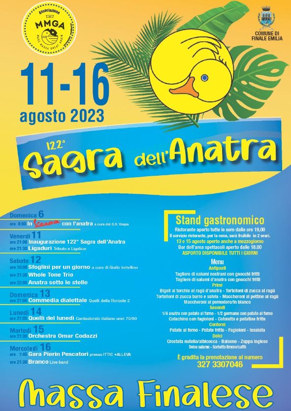 Dal 11 Agosto a Massa Finalese - Sagra dell'Anatra - AL BARNARDON